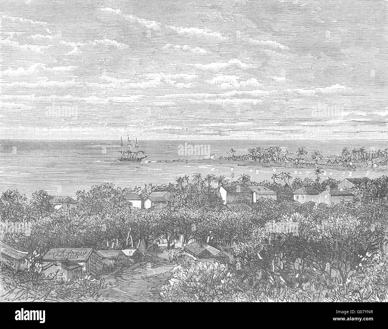 POLYNESIA: Oceanie: ville rade de Papeete, antique print 1884 Stock ...