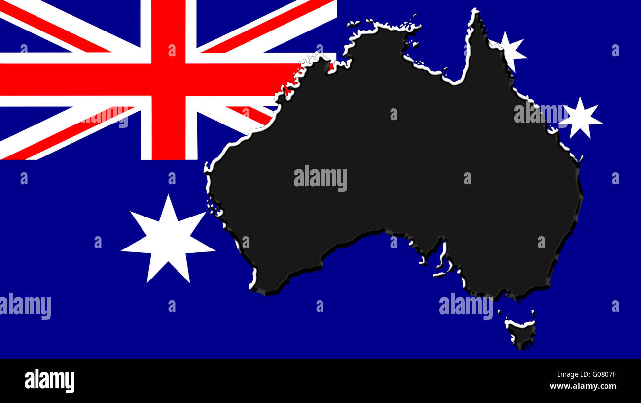map of Australia on the background of its flag Stock Photo - Alamy