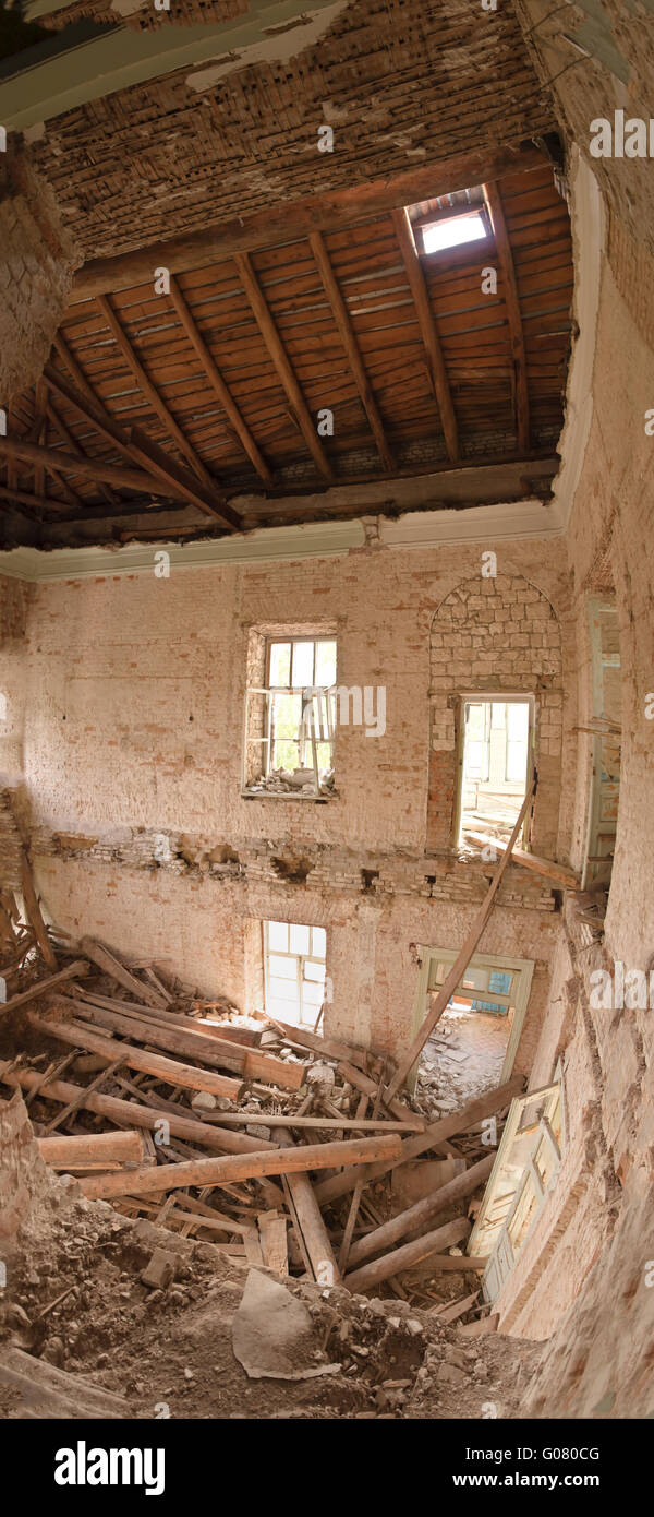 Panorama of the destroyed building Stock Photo - Alamy