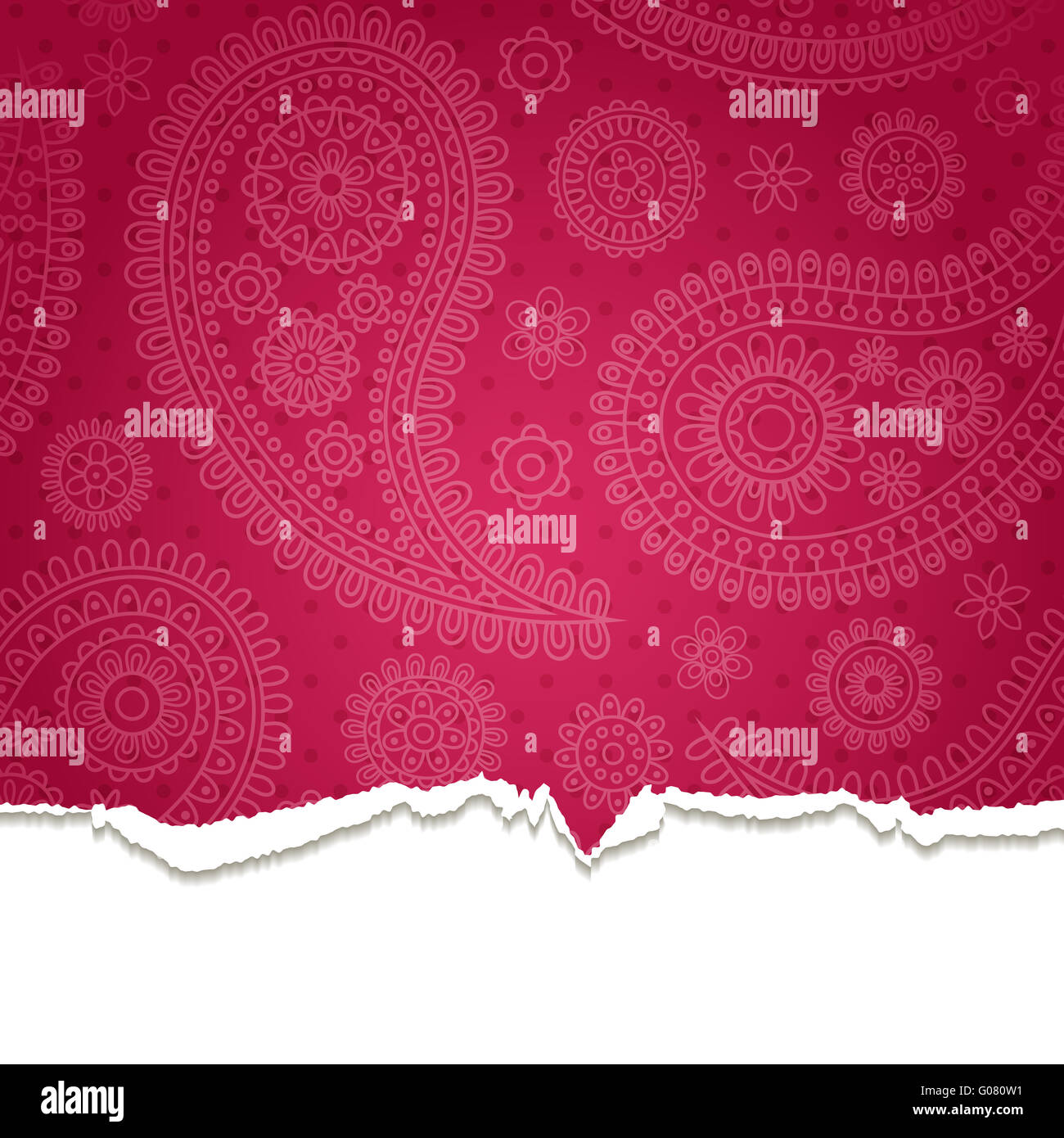Torn paper with a paisley pattern Stock Photo - Alamy