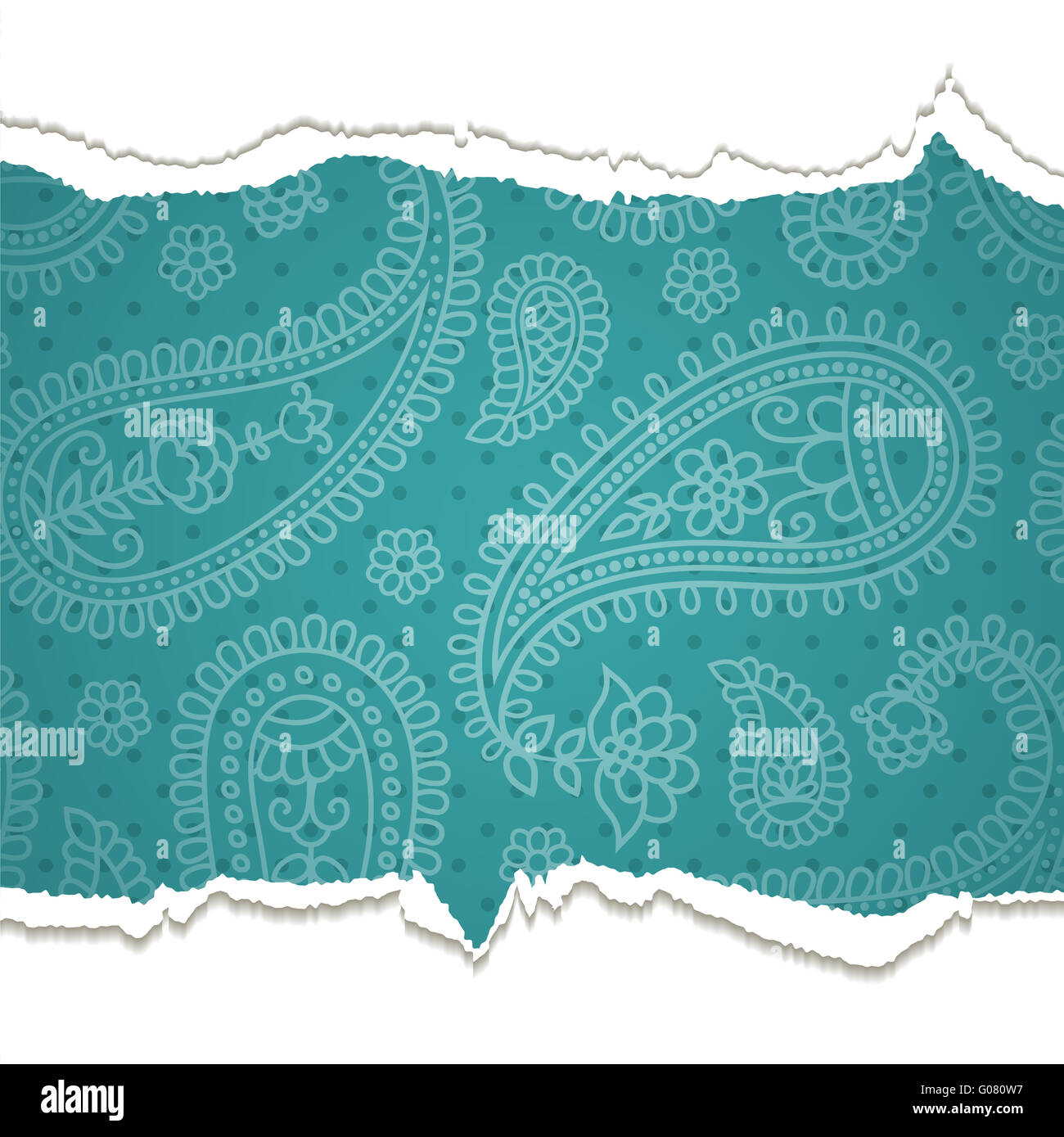 Torn paper with a paisley pattern Stock Photo - Alamy