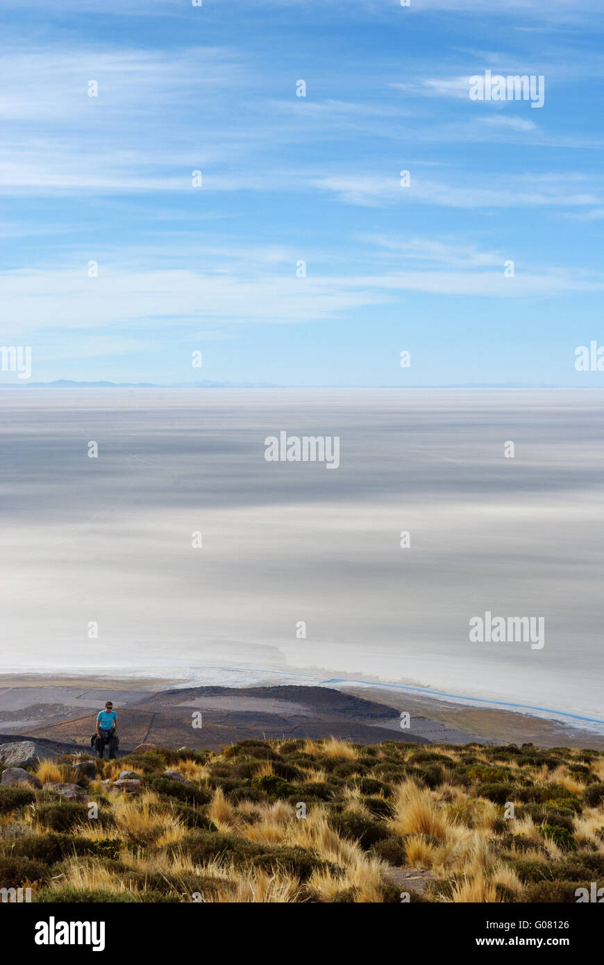 The Salar de Uyuni from high on Tunupa volcano, Bolivia Stock Photo - Alamy