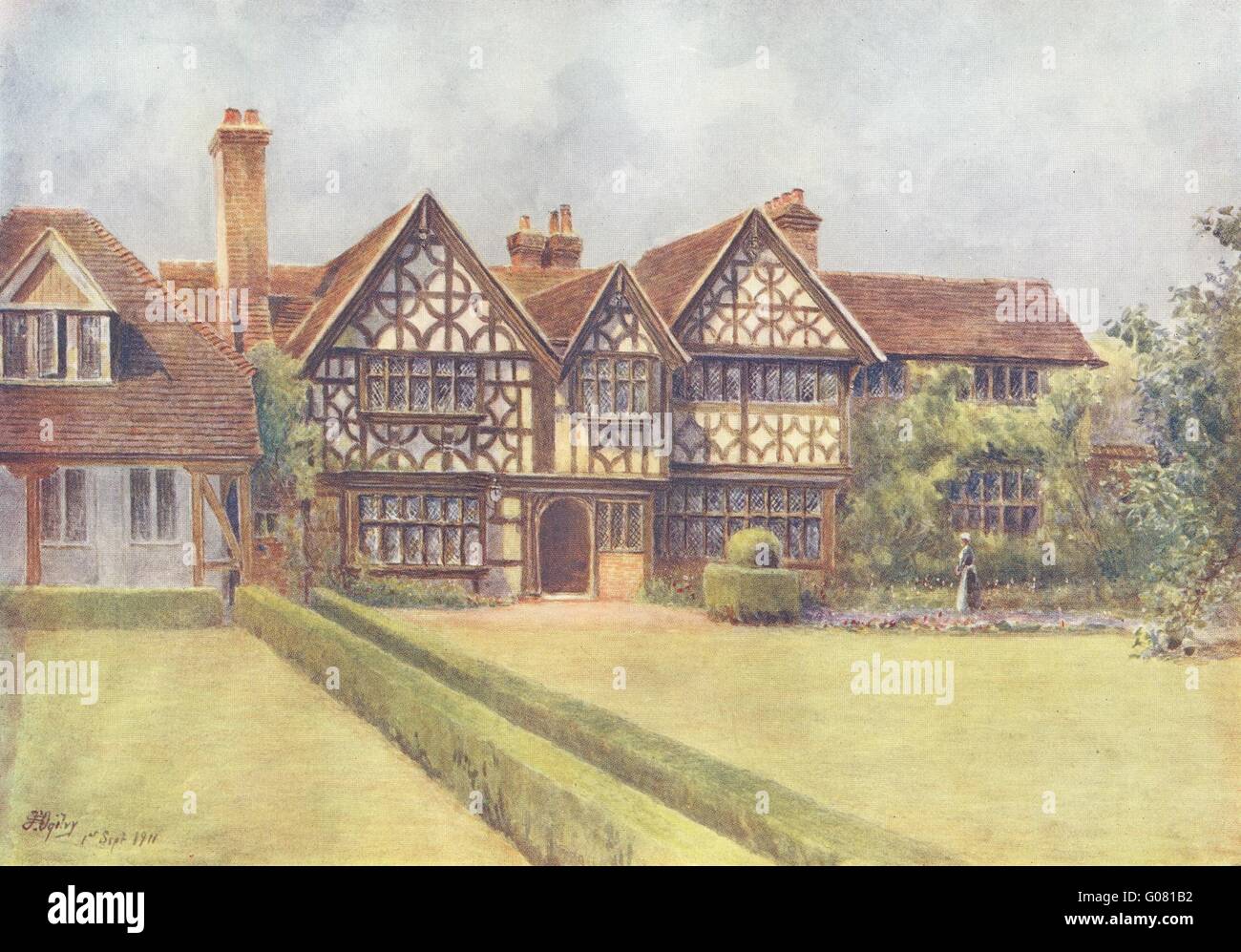 WONERSH: Great Tangley Manor. Surrey, antique print 1914 Stock Photo ...