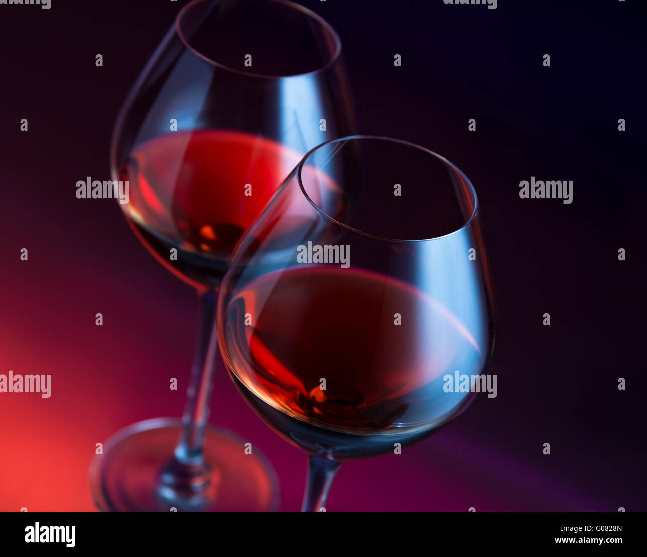Two wineglasses angled Stock Photo - Alamy