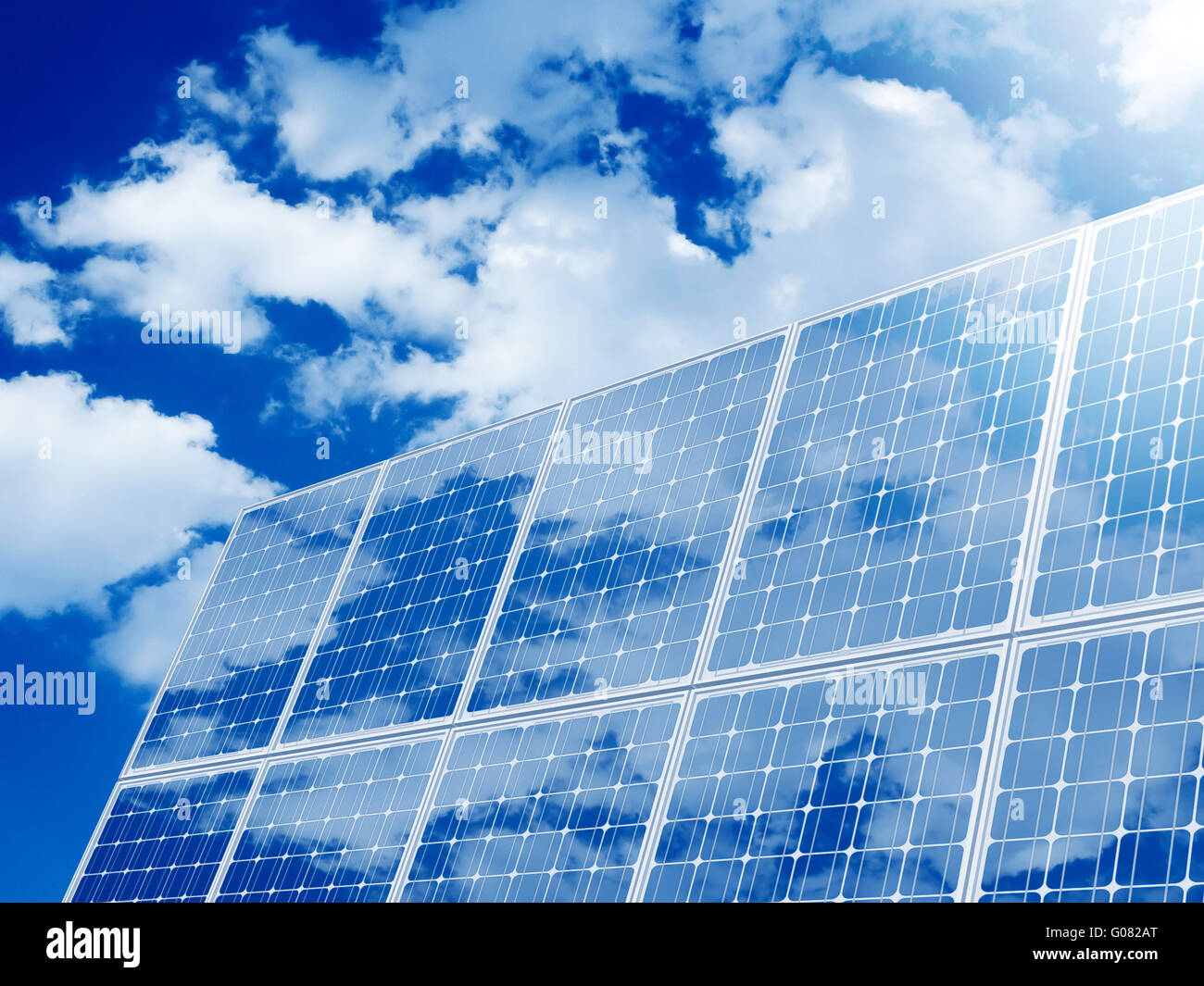 Solar battery on sky background Stock Photo - Alamy