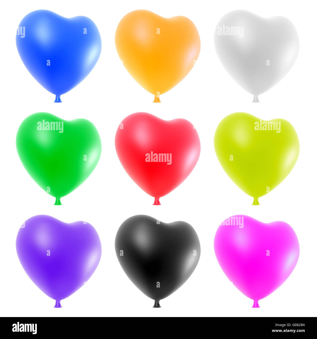 Colorful heart balloons set isolated on white background Stock Photo ...