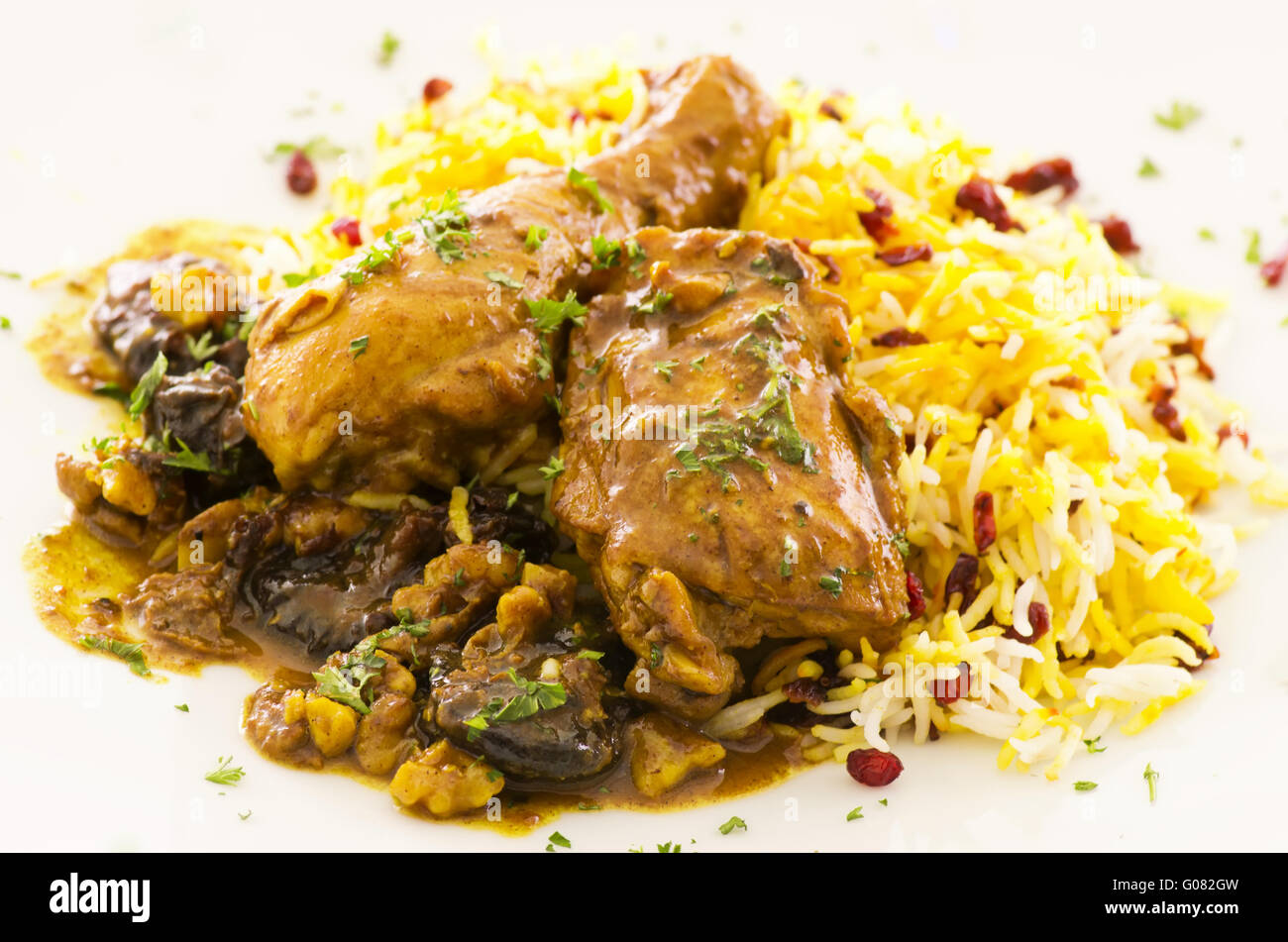 Persian saffron rice with berberis and chicken Stock Photo - Alamy