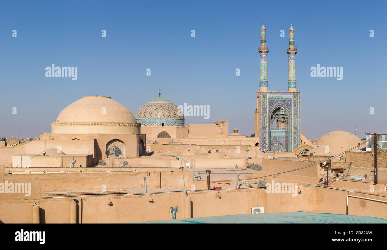 Jameh Mosque, Masjed-i Jame' Mosque, Yazd, Iran. Panorama Stock Photo ...