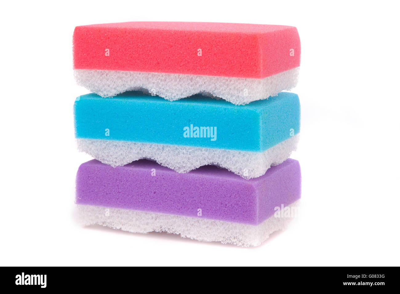 different color three square bath sponge isolated Stock Photo - Alamy