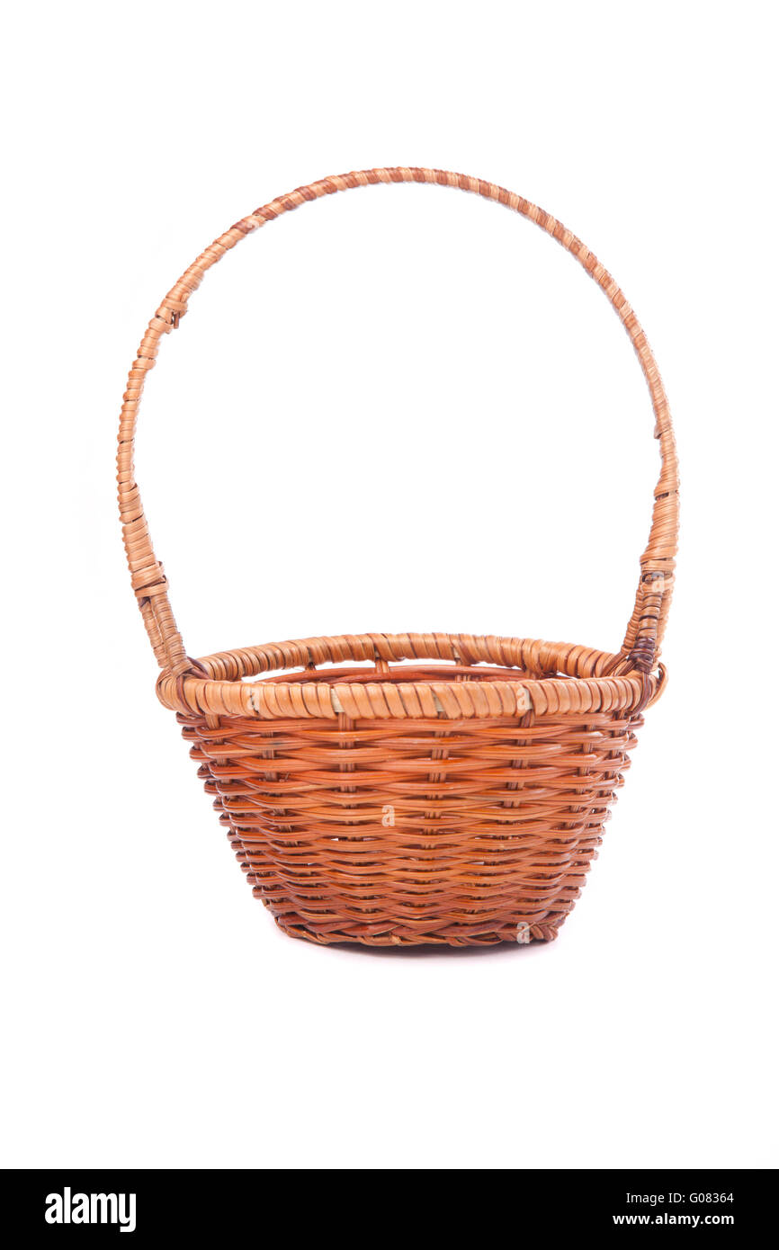wicker brown basket isolated on white background Stock Photo - Alamy