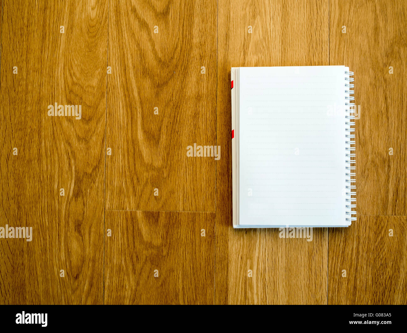 Empty notebook on wooden vintage table with copy space Stock Photo - Alamy