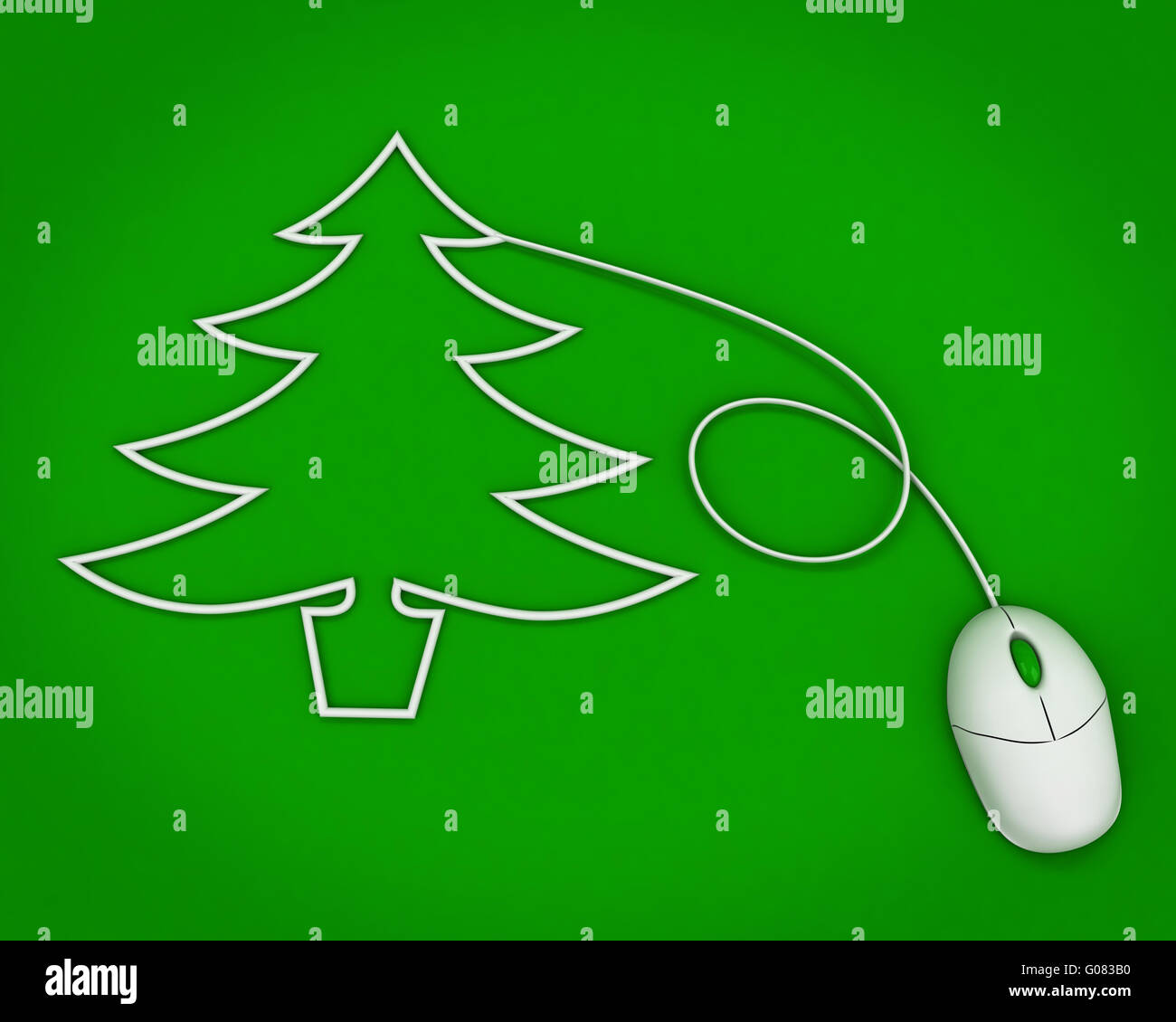 christmas tree depicted with computer mouse cable Stock Photo - Alamy