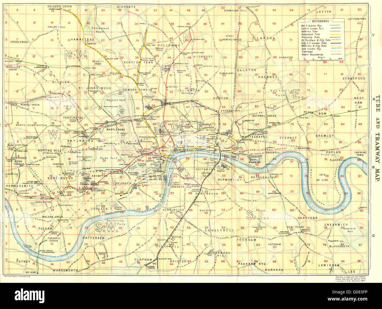 LONDON: Tube & Tramway Map of, 1924 Stock Photo - Alamy