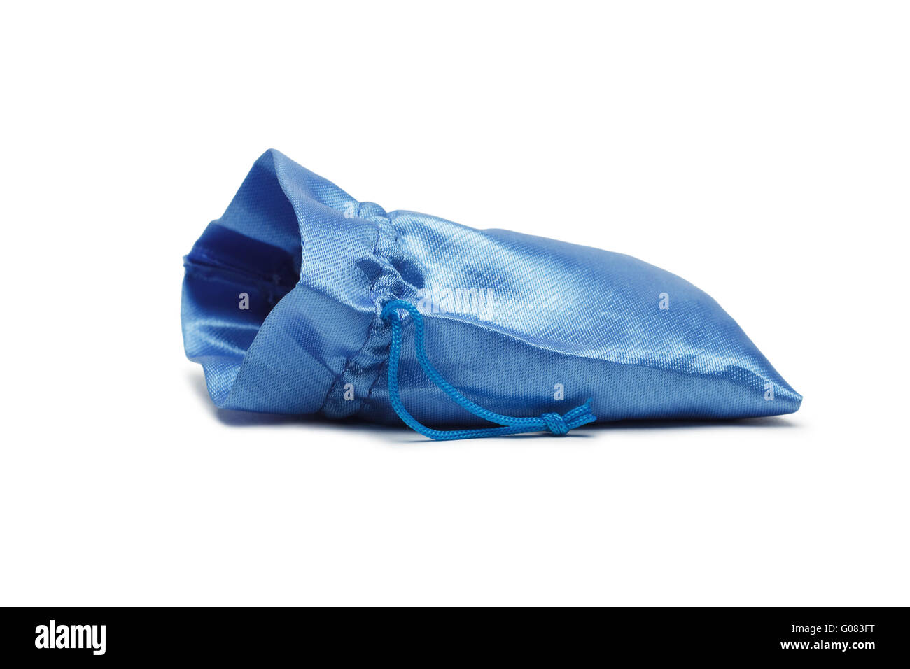 opened blue christmas bag with present isolated Stock Photo - Alamy
