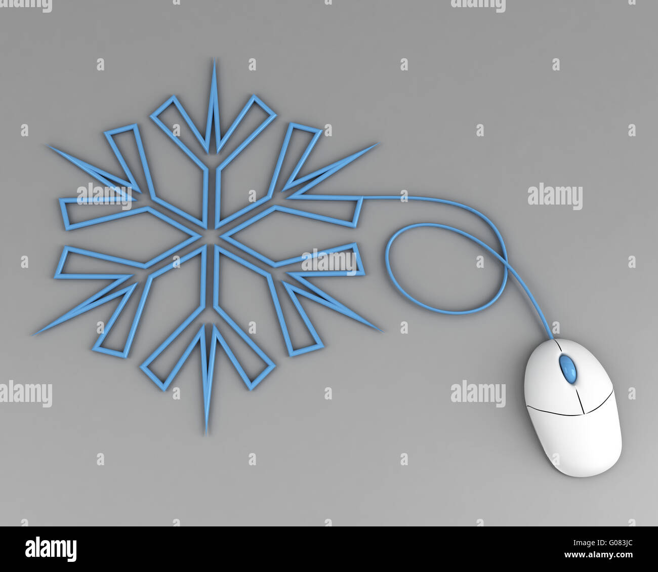 snowflake depicted with computer mouse cable over Stock Photo - Alamy