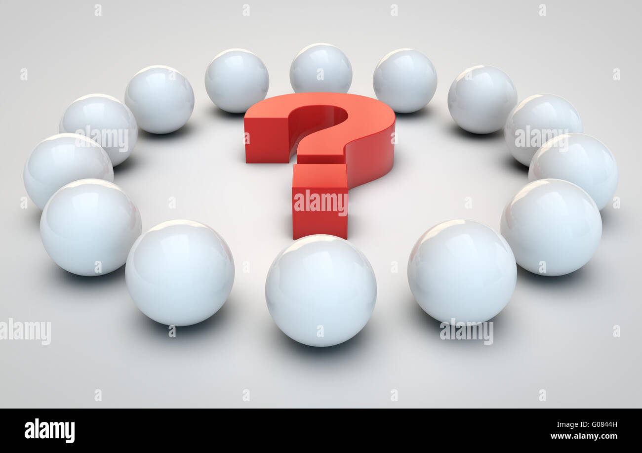 spheres around question mark Stock Photo - Alamy
