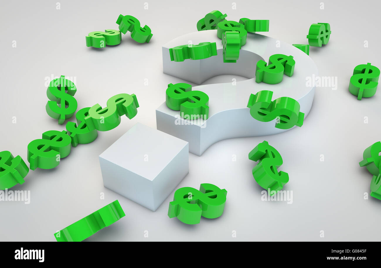 Question mark and small dollars Stock Photo - Alamy