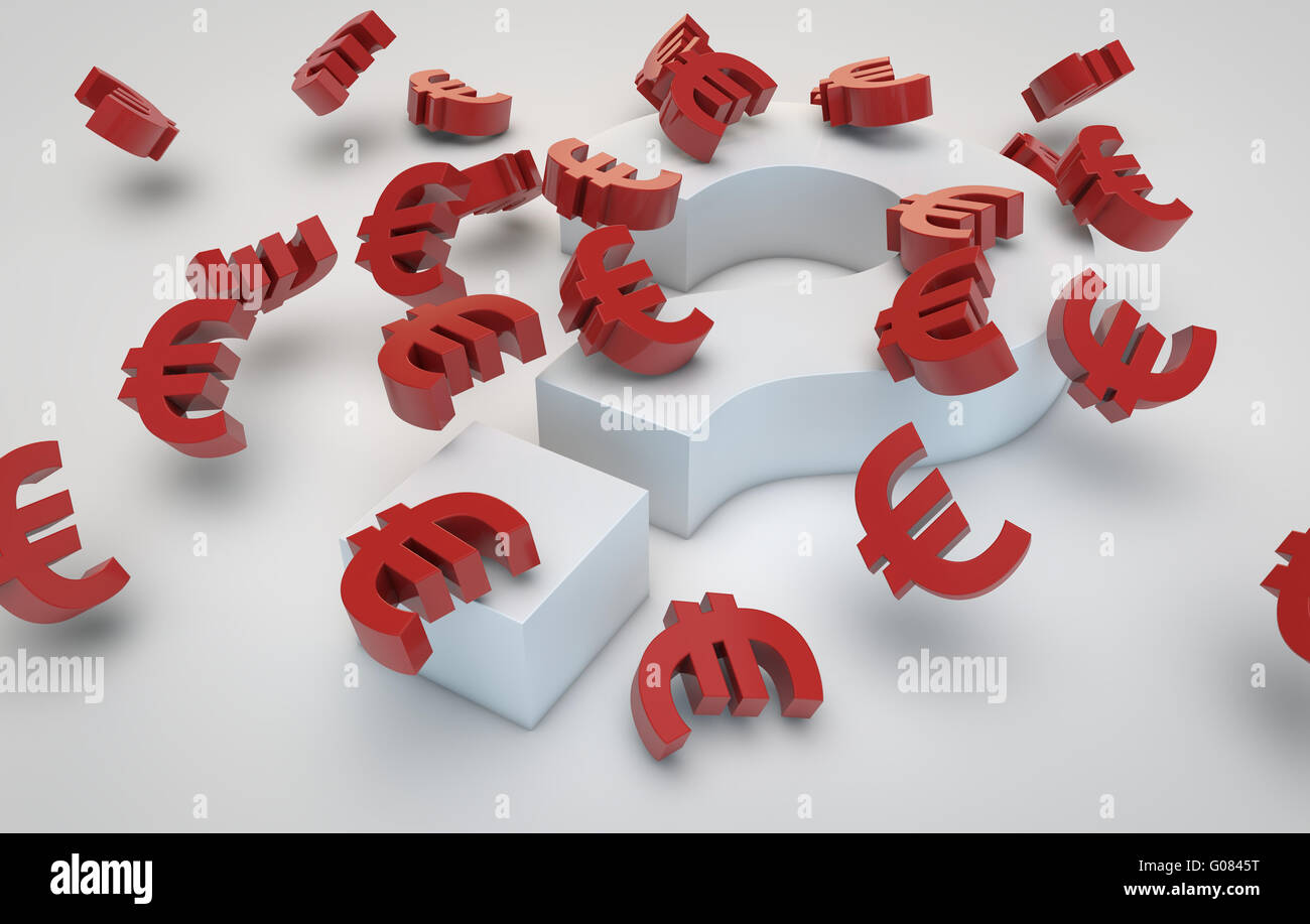 question mark and small euros Stock Photo - Alamy