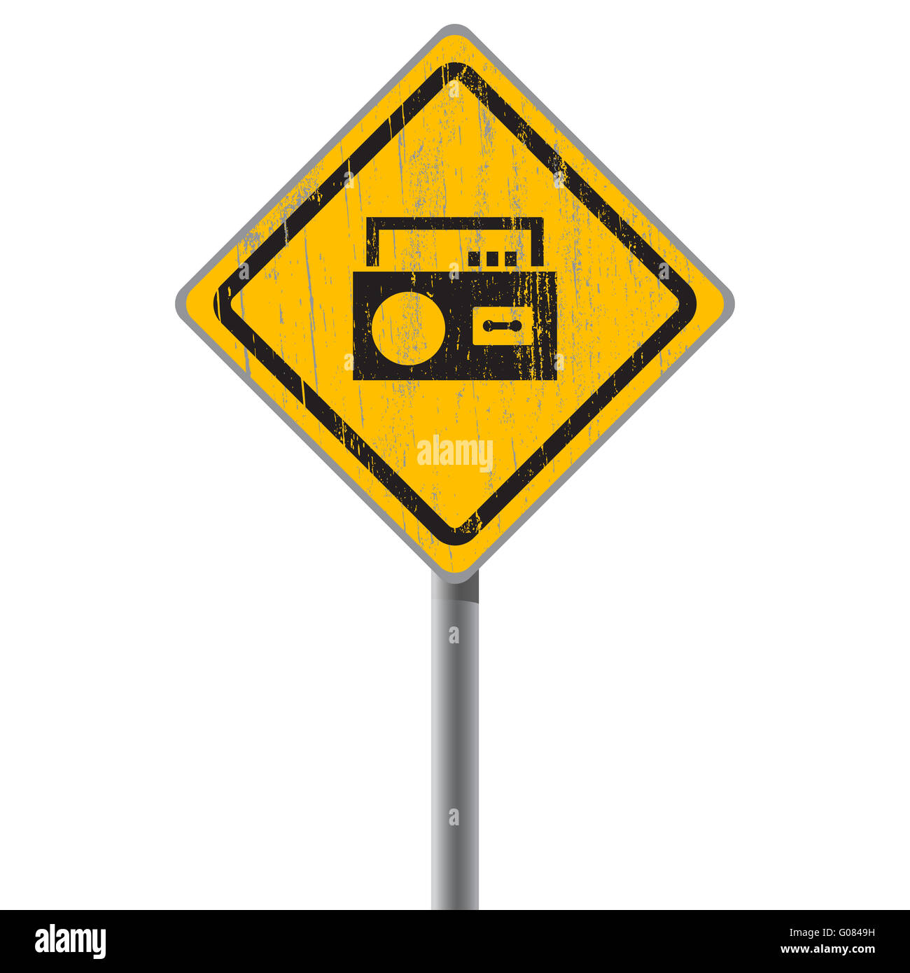 Old shabby yellow sign with an old-fashioned cassette recorder Stock ...