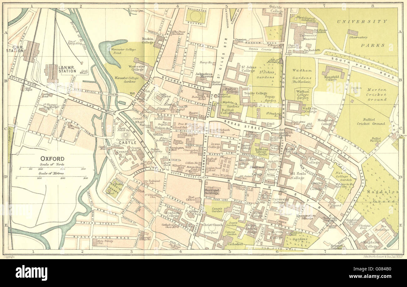 OXON: Oxford Town Plan, 1924 vintage map Stock Photo - Alamy