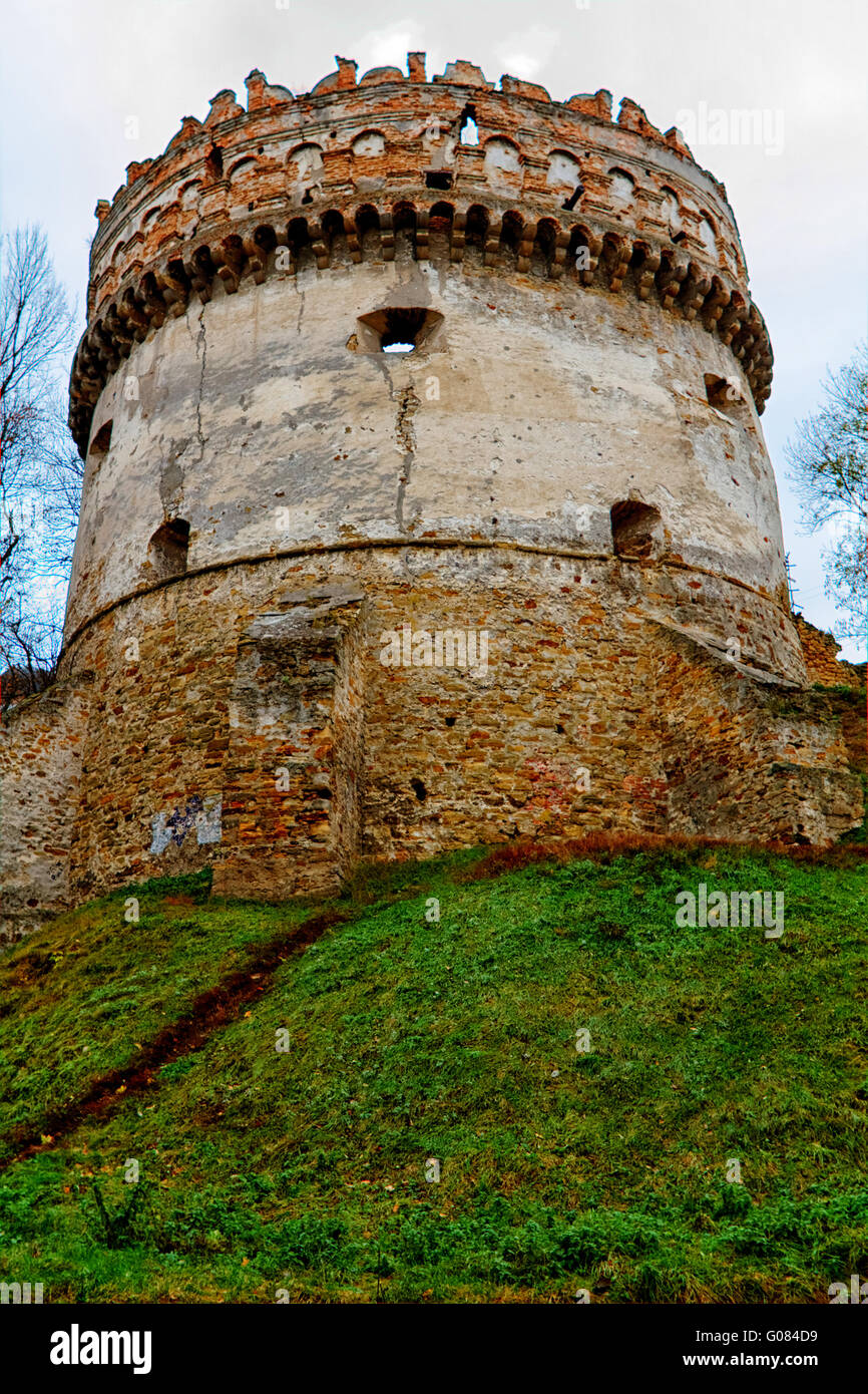 The old-time castle XVI ages. Ostrog. Ukraine Tower of the castle if ...