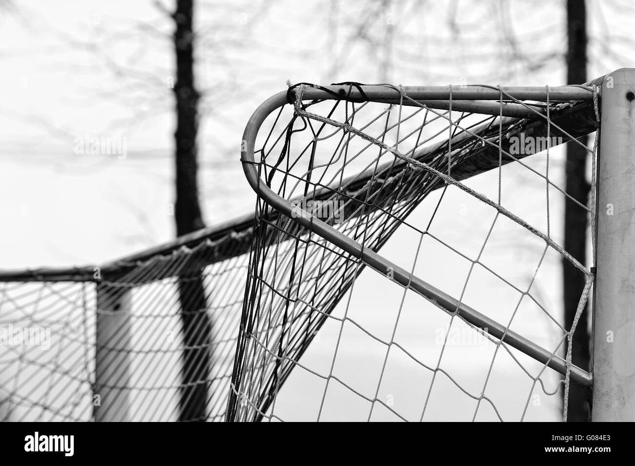 Football goal net detail Black and White Stock Photos & Images - Alamy