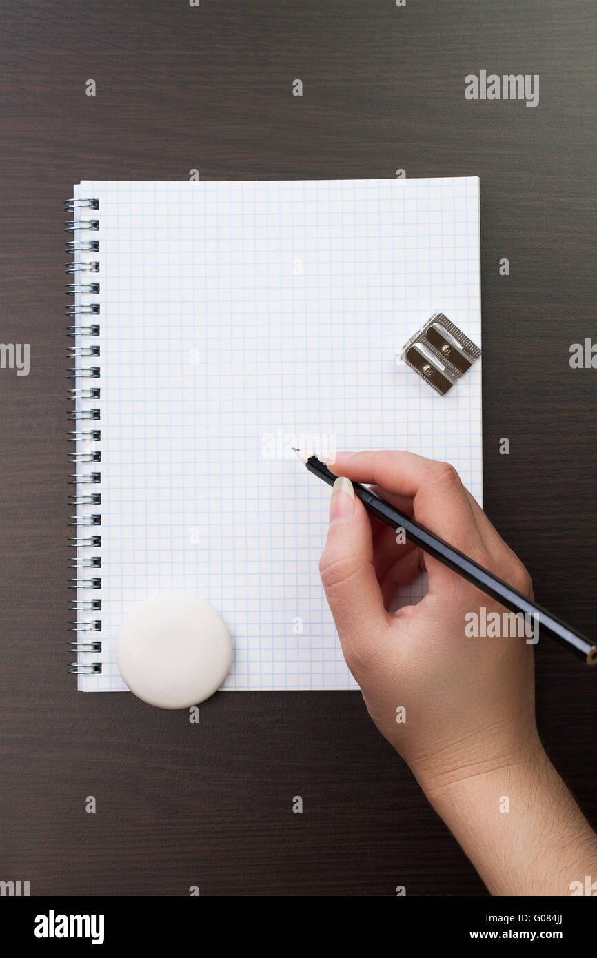 Woman writing with pencil hi-res stock photography and images - Alamy