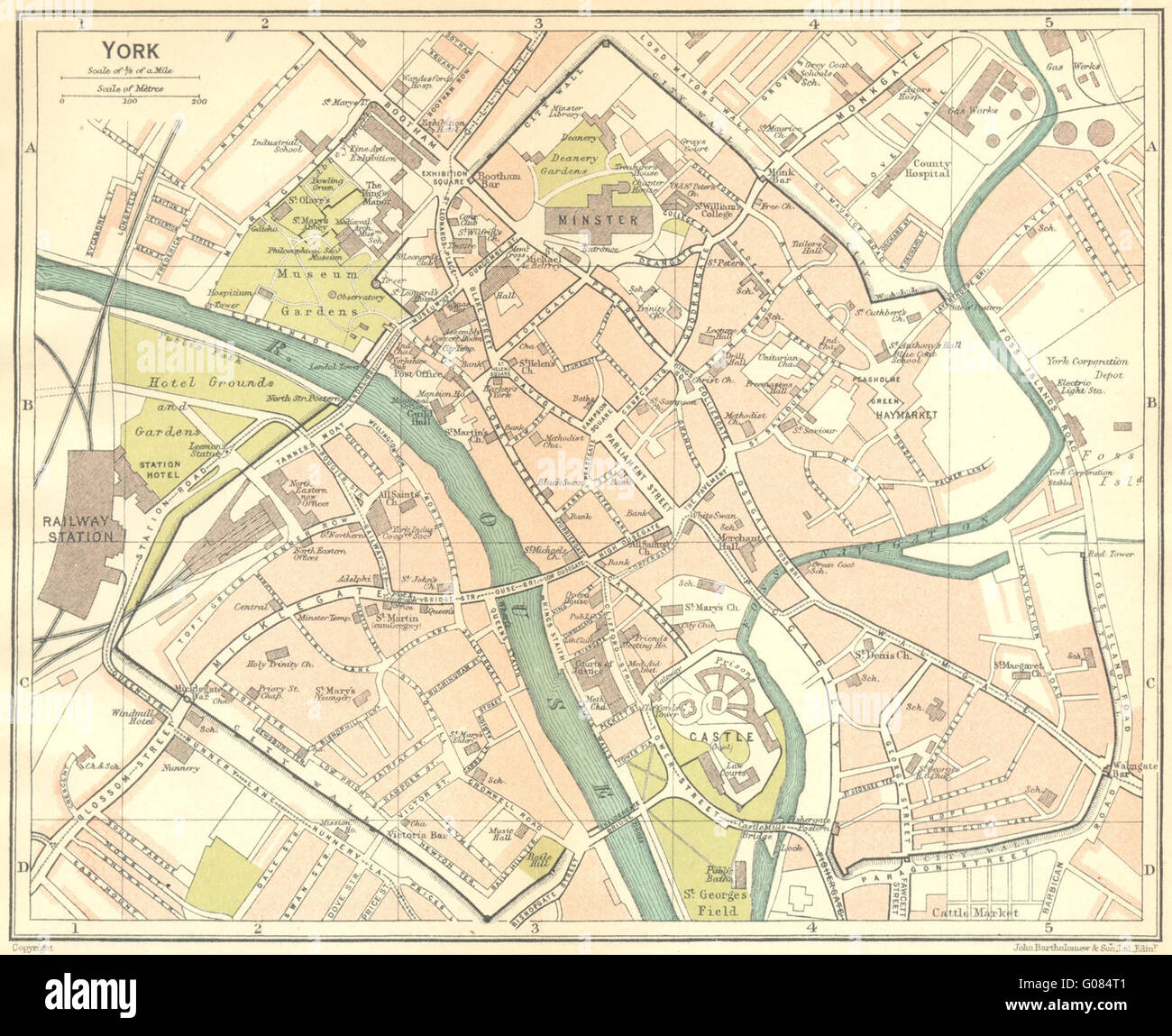 YORKS: York Town Plan, 1924 vintage map Stock Photo - Alamy