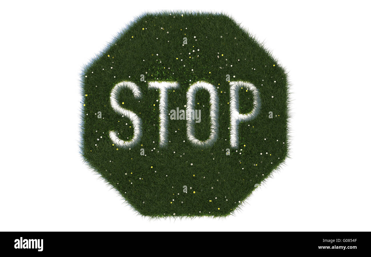 Stop sign: Series symbols out of realistic grass Stock Photo - Alamy