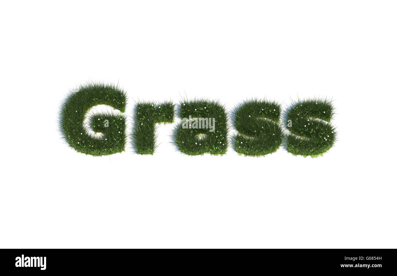 Grass: Series Fonts out of realistic grass Language E Stock Photo - Alamy