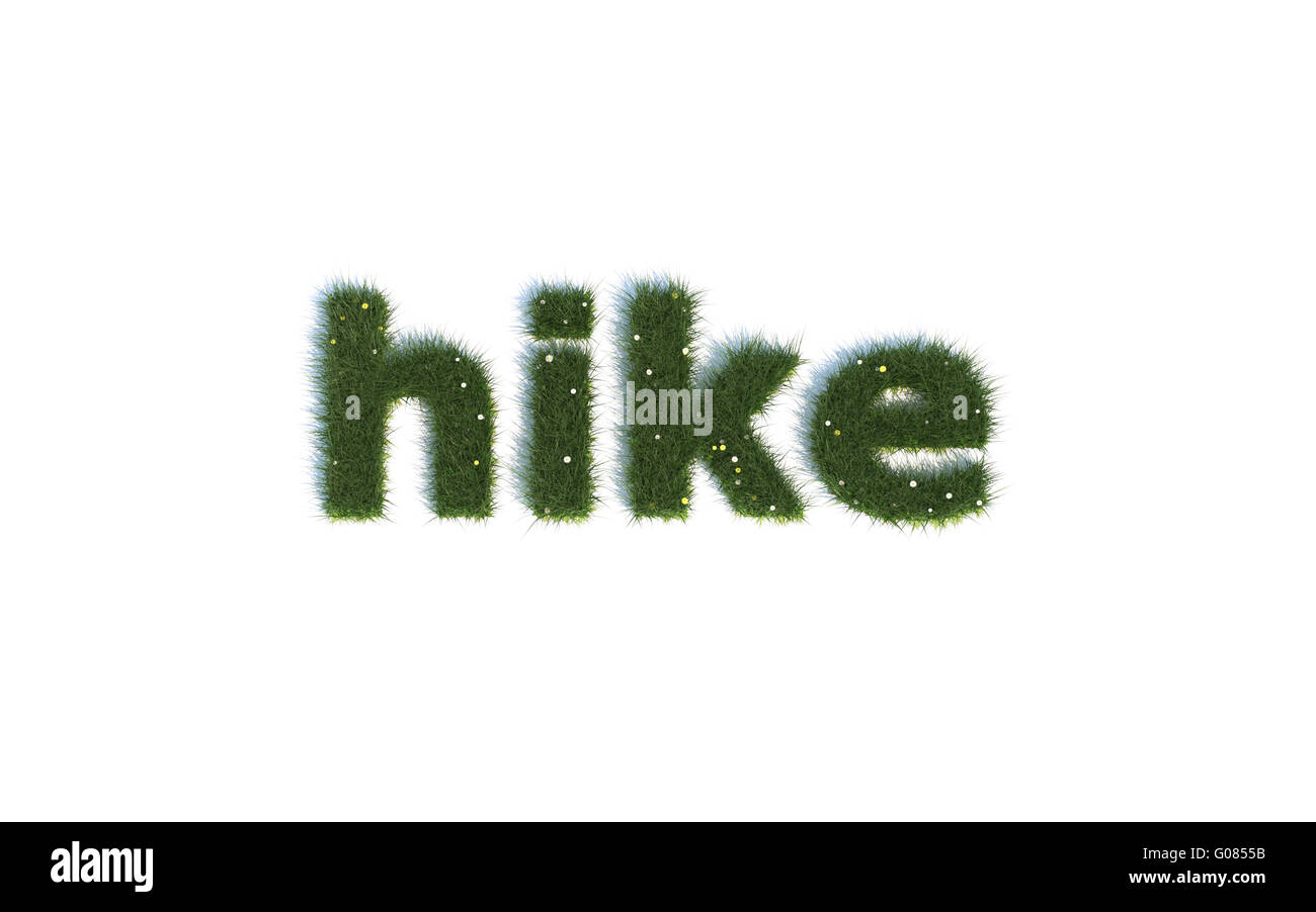 Hike: Series Fonts out of realistic grass Language E Stock Photo - Alamy