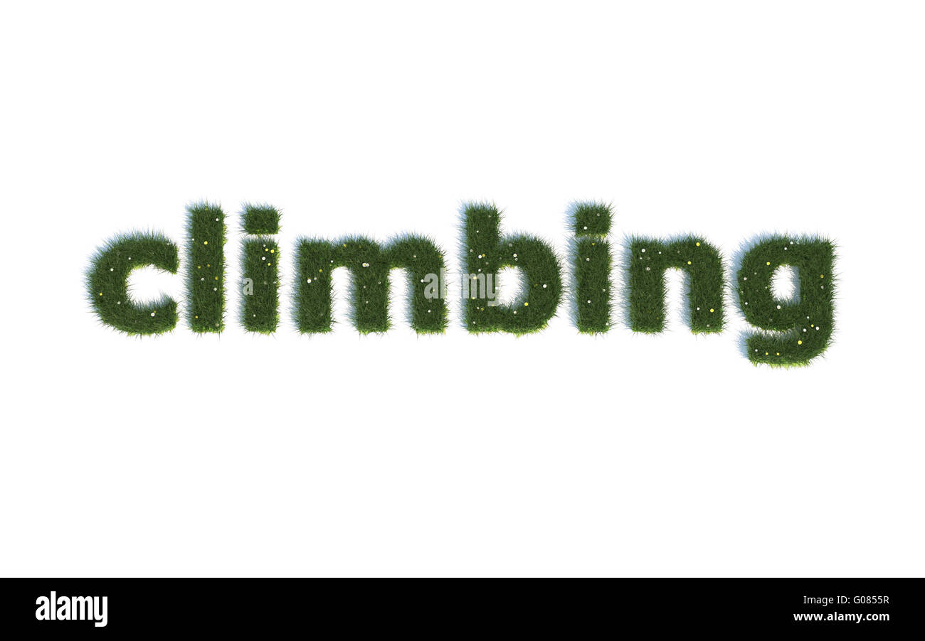 Climbing: Series Fonts out of realistic grass Language E Stock Photo ...