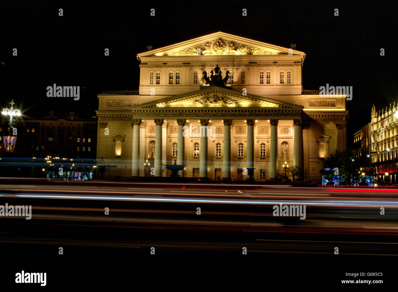 Night view of the State Academic Bolshoi Theatre Opera and Ballet (Big ...