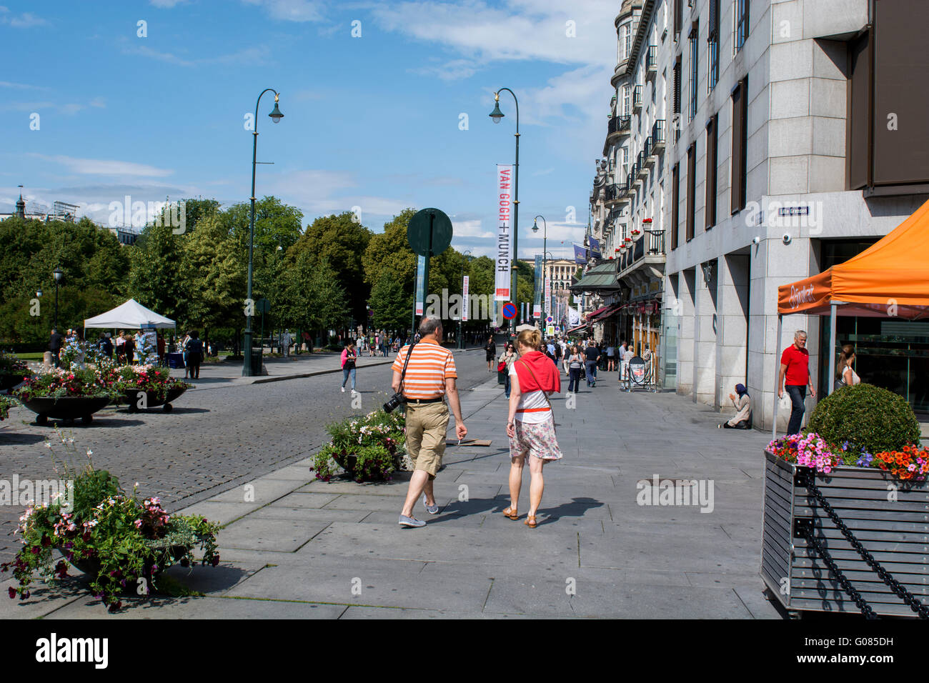 Norway, Oslo. Karl Johans Gate, downtown Pedestrian Street. Typical ...