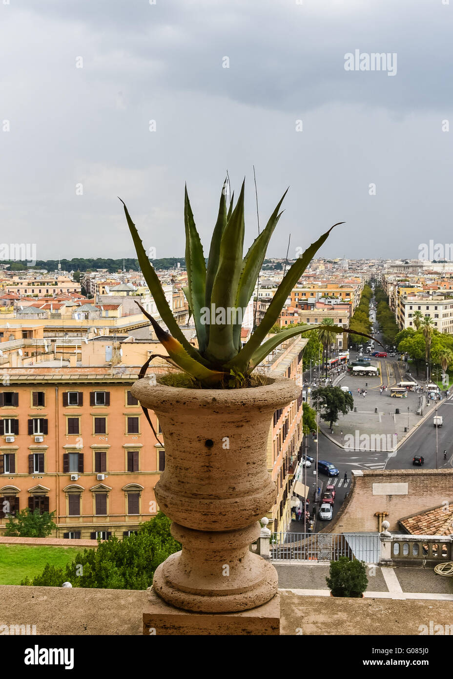 Pot and Landscape of Rome Stock Photo - Alamy