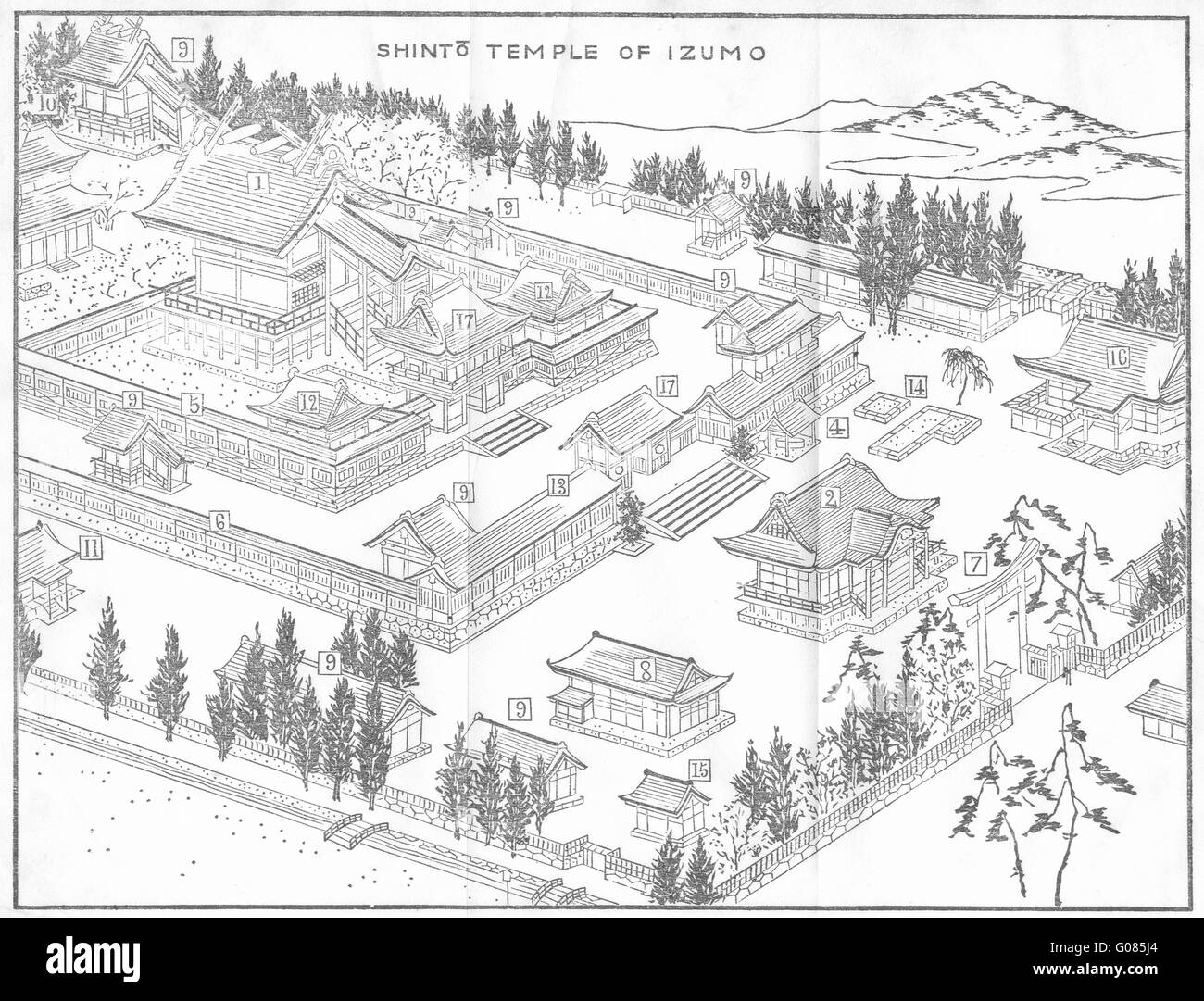 JAPAN: Shinto temple of Izumo, antique print 1907 Stock Photo - Alamy
