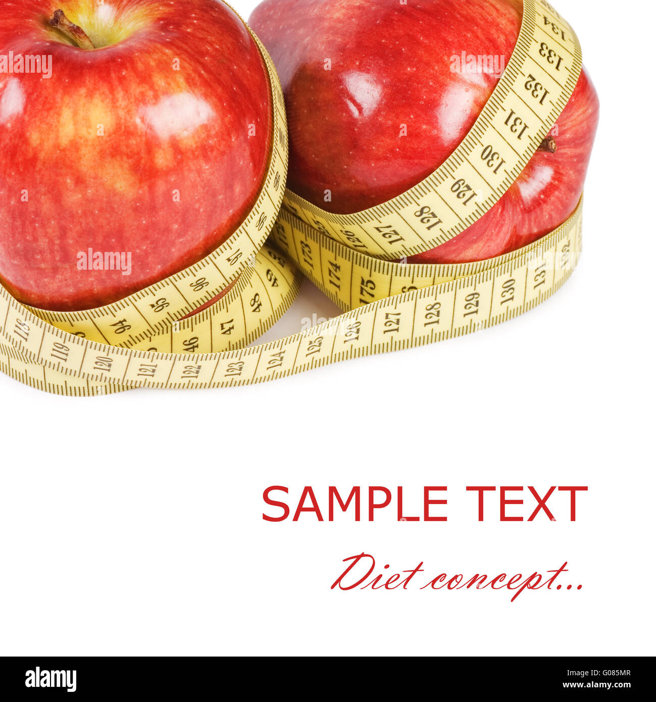 Red apple with tape isolated on white background Stock Photo - Alamy