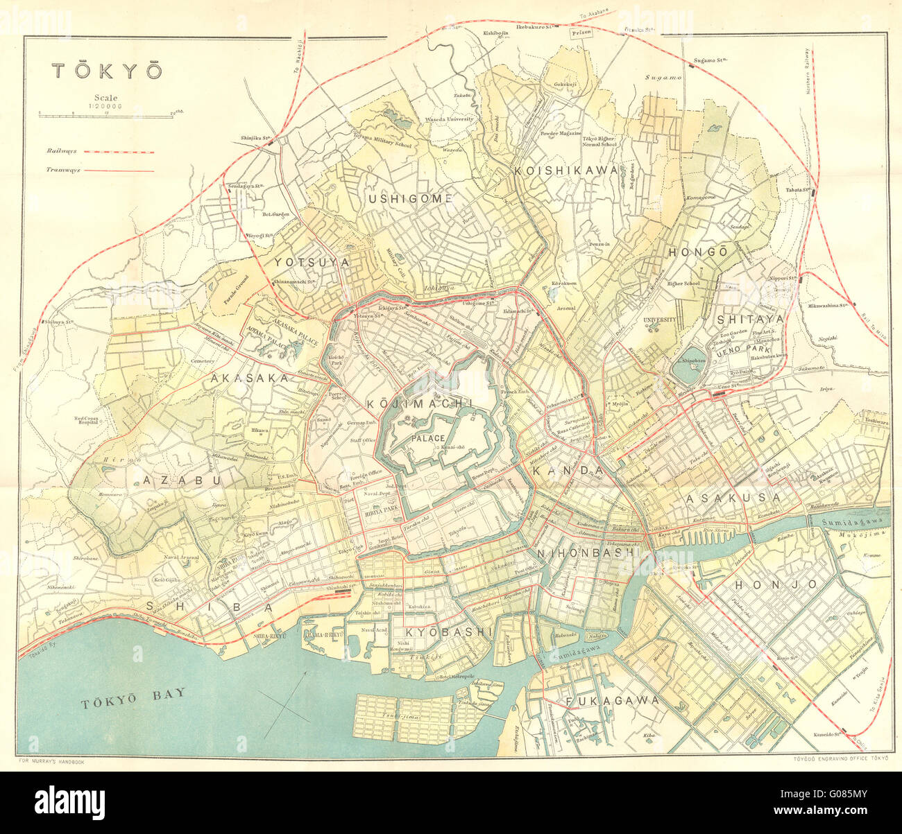 JAPAN: Tokyo, 1907 antique map Stock Photo - Alamy