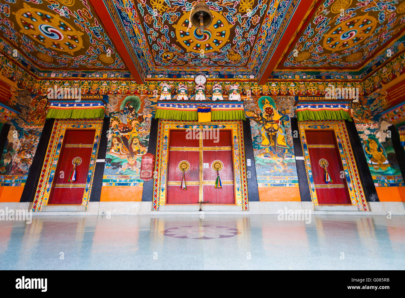 Rumtek Monastery Entrance Doors Ceiling Low H Stock Photo - Alamy