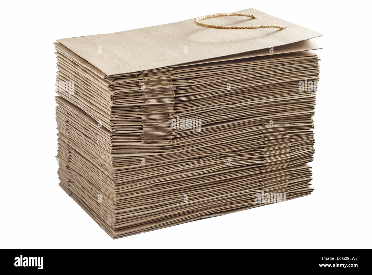 Stacked paper bags isolated on white background Stock Photo - Alamy