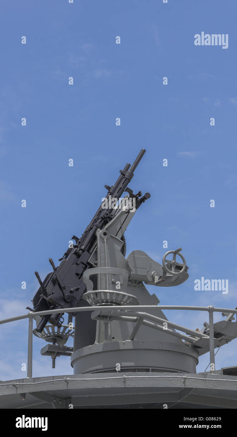 Machine gun on the battleship Stock Photo - Alamy