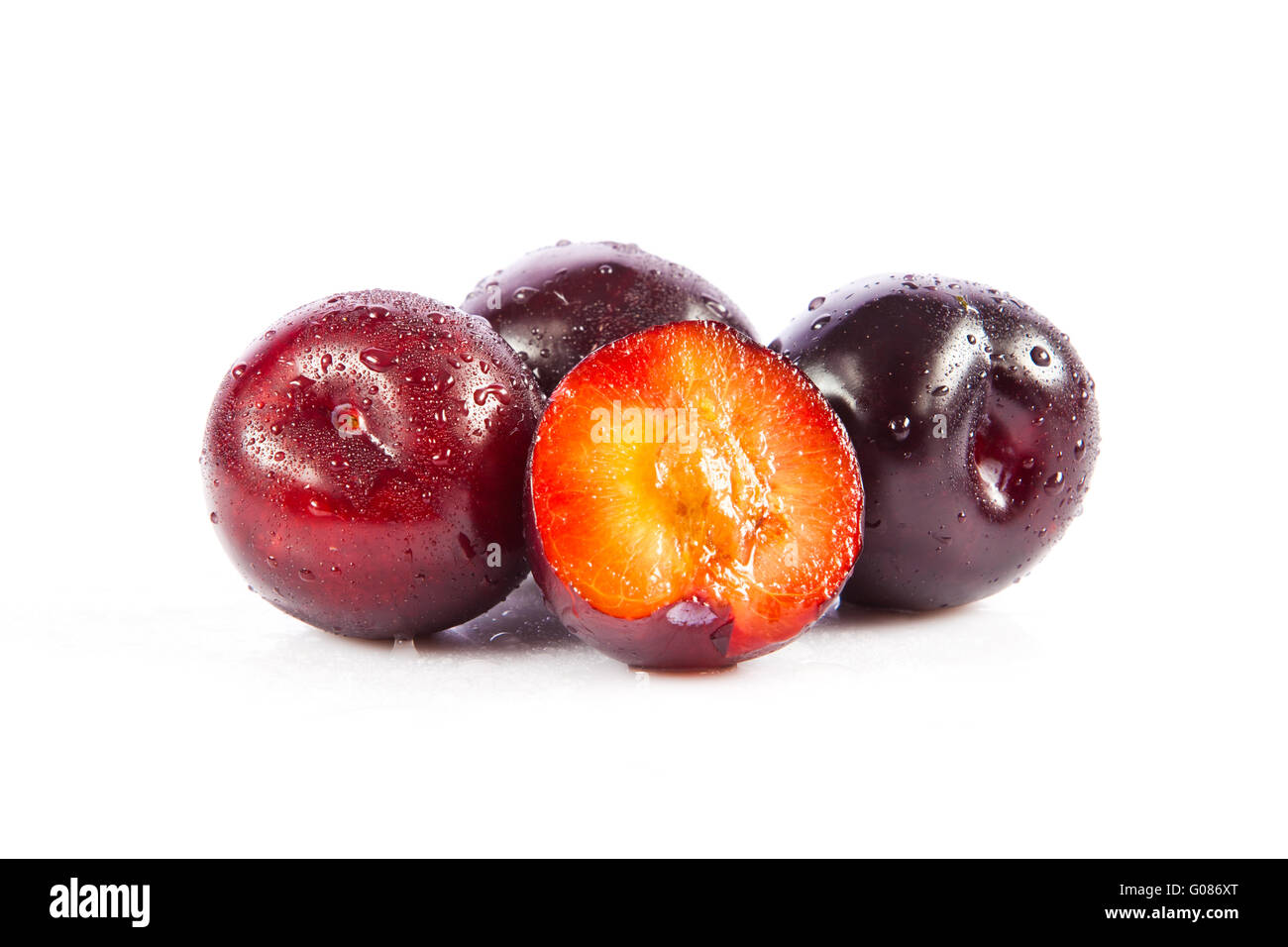 Red plum fruit isolated on white background. Fresh Stock Photo - Alamy