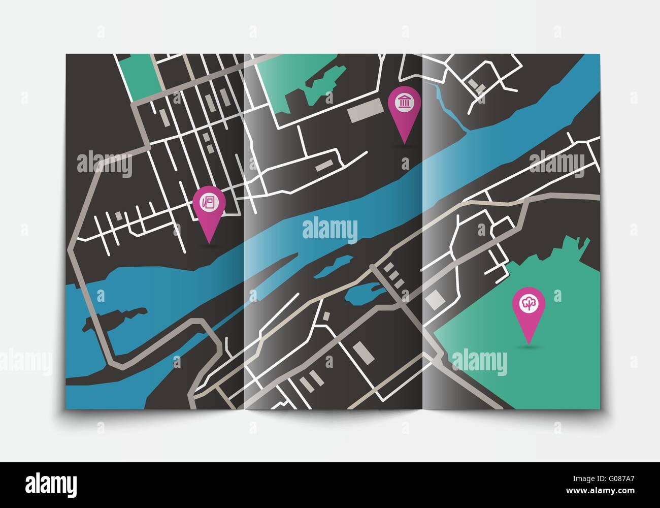 Open paper city map Stock Vector Image & Art - Alamy