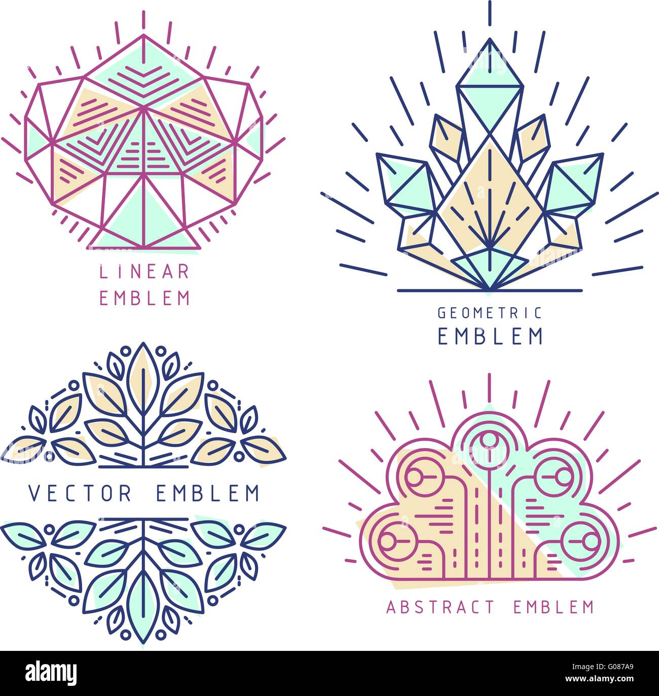 Vector linear abstract emblems Stock Vector Image & Art - Alamy