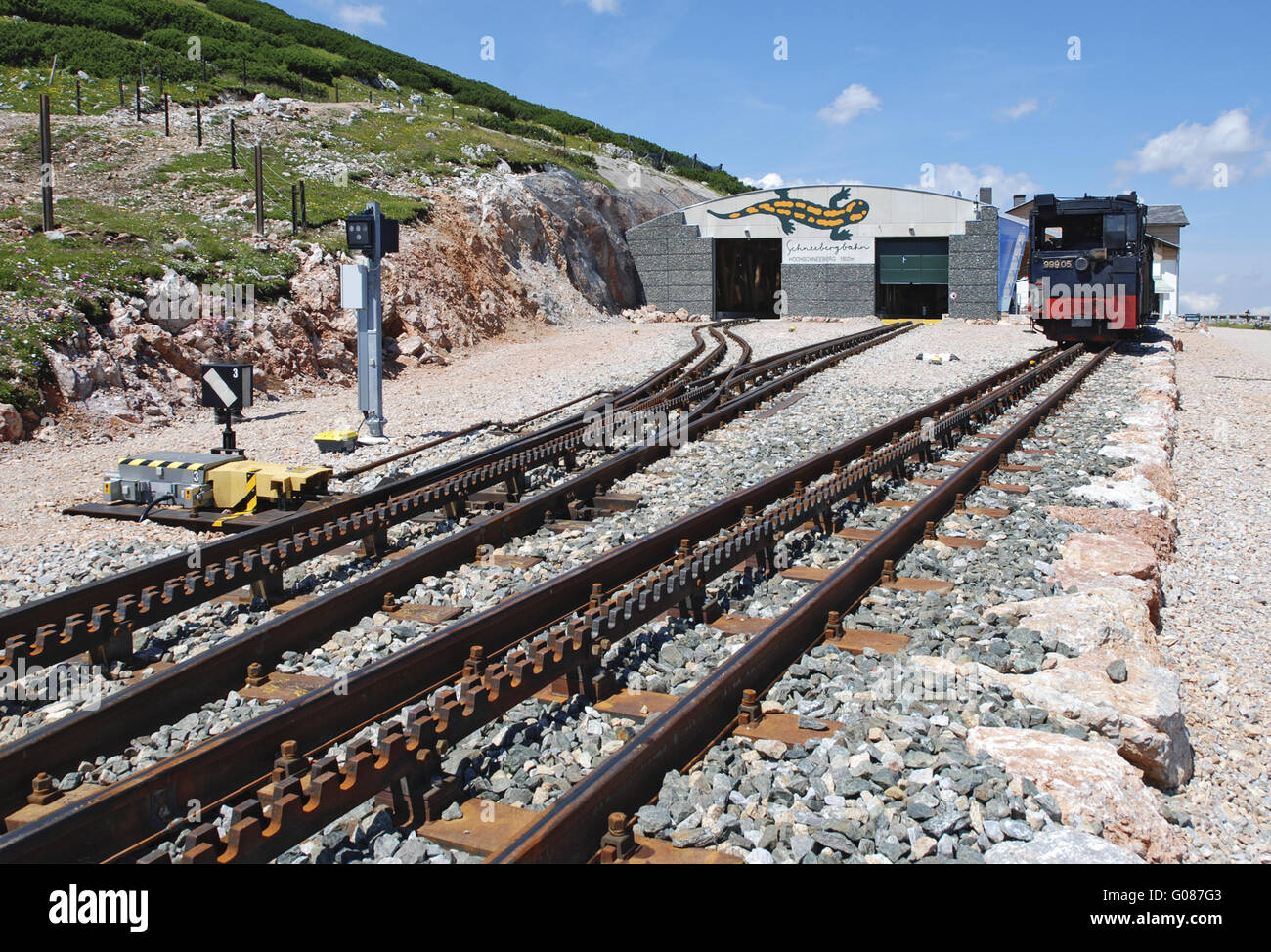 top station of the rack railway on Schneeberg Stock Photo - Alamy