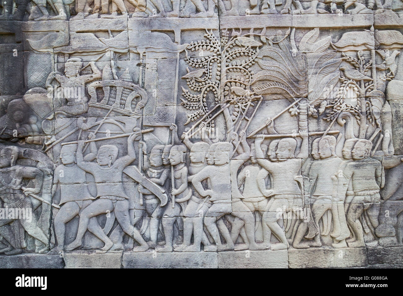 Bas-reliefs in Prasat Bayon complex Stock Photo - Alamy