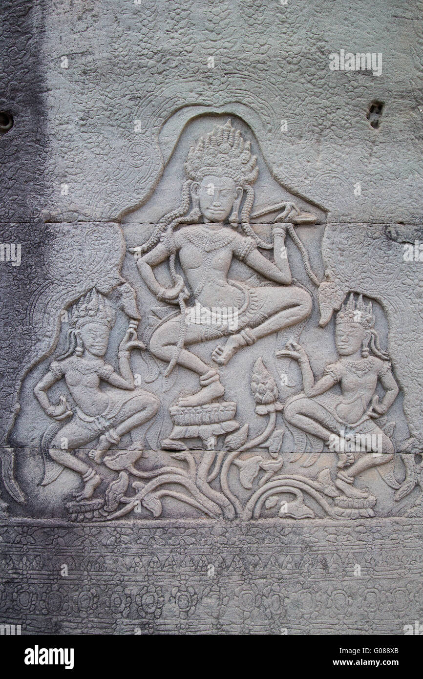 Bas-reliefs in Prasat Bayon complex Stock Photo - Alamy