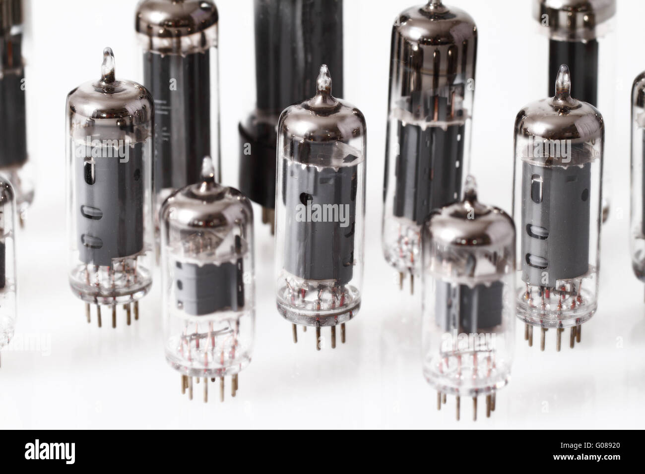 Glass vacuum radio tubes. Isolated image on white background Stock ...