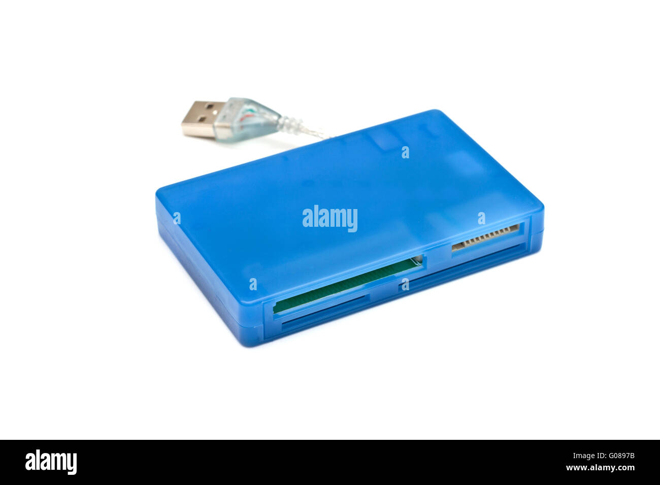 Blue universal cardreader, isolated on white background Stock Photo - Alamy