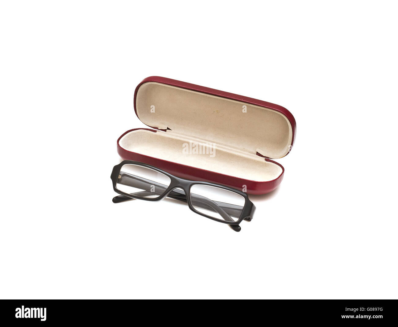 Black glasses with case, isolated on white background Stock Photo - Alamy